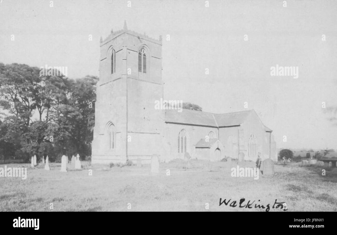 A historical image of All Hallows Church in Walkington, Yorkshire, from ...