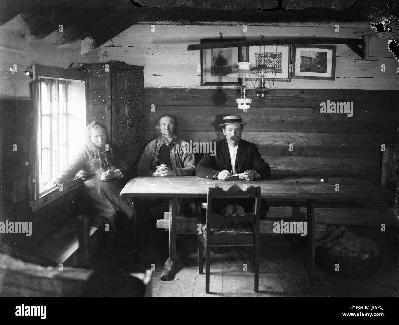 An interior view of a living room from the early 20th century ...
