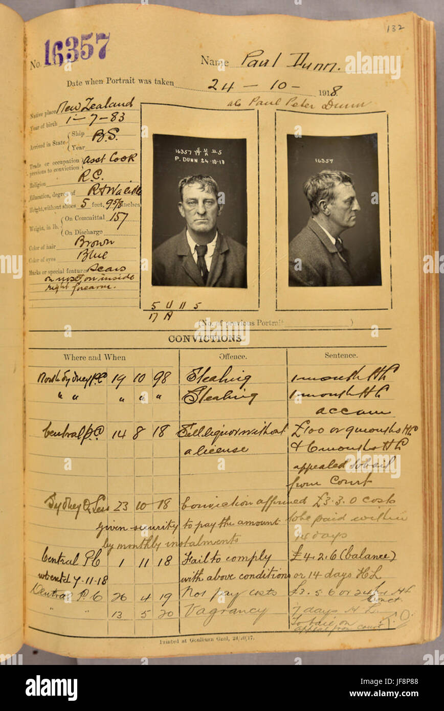 A historic photograph of Paul Dunn at Long Bay Gaol, captured in black ...