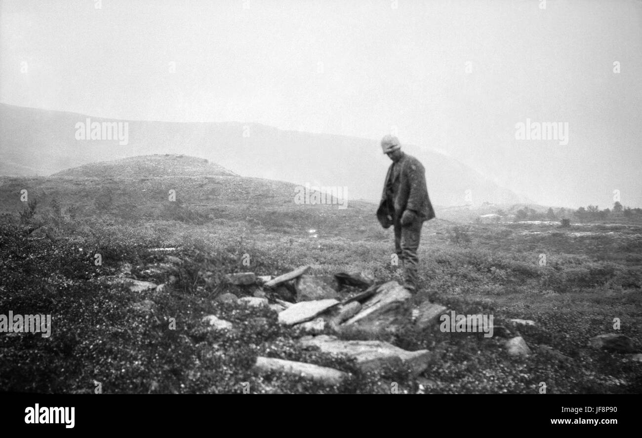 A prehistoric Sami grave at Lake Ropen in Tärna, Lapland, Sweden ...