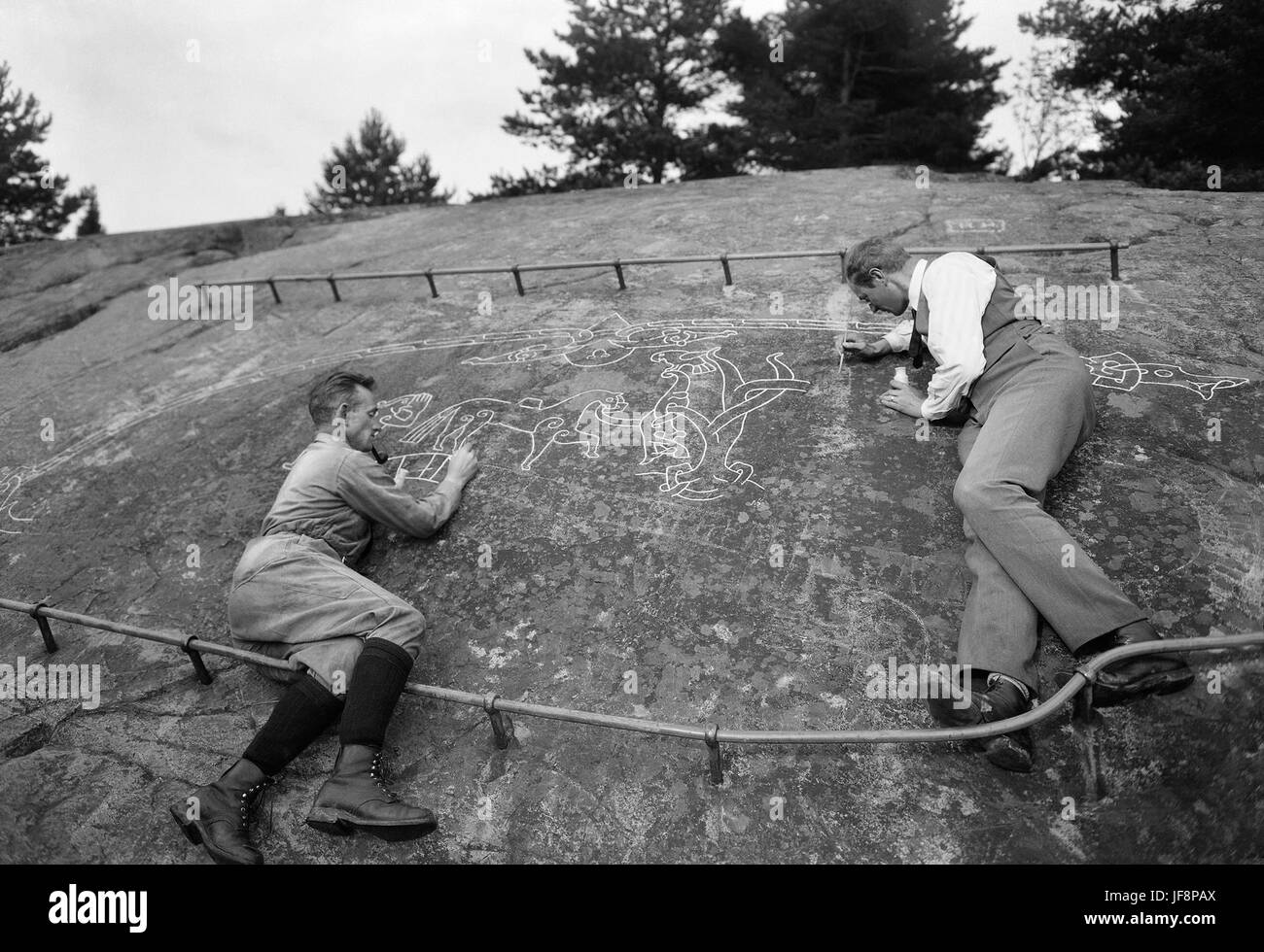 A detailed image of the Sigurd Carving runic inscription, located in ...