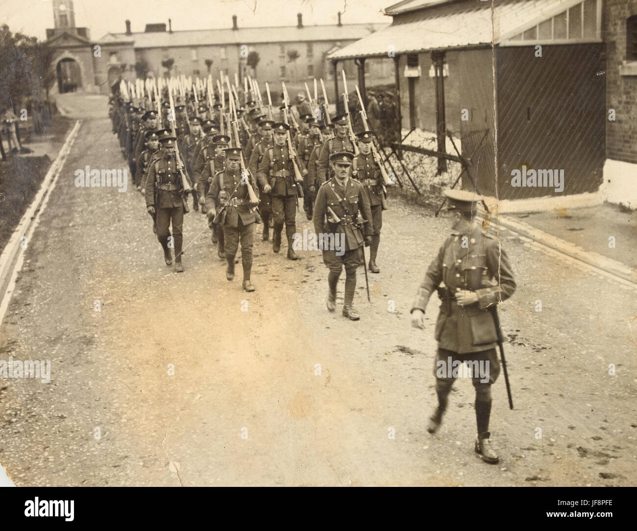 British soldiers marching out of a barracks, 17th May 1922 Stock Photo ...