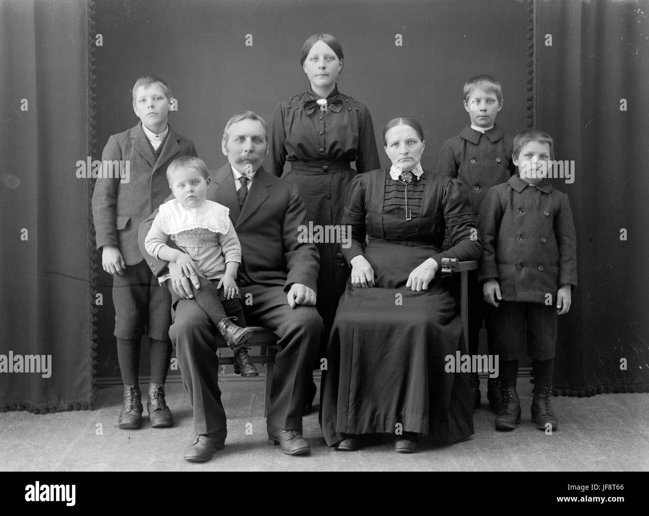 A family portrait of the Hafstad family, taken in Norway between 1918 ...