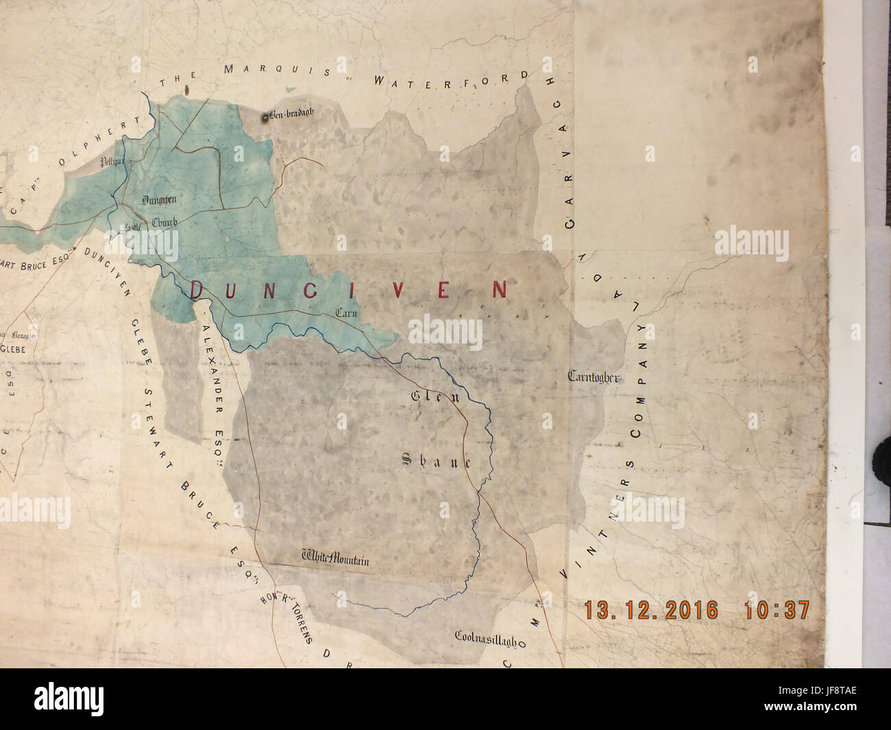 The top right section of an 1853 map of Dungiven, Londonderry ...