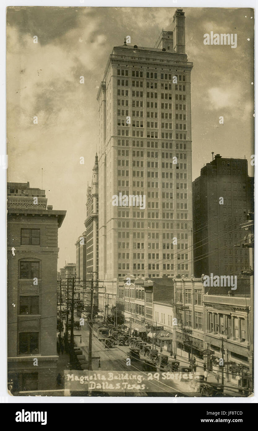 A towering view of the 29-story Magnolia Building in Dallas, Texas ...