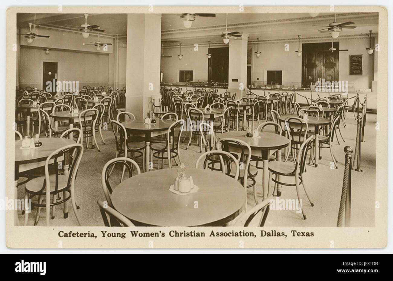 Interior of the cafeteria at the Young Women's Christian Association ...