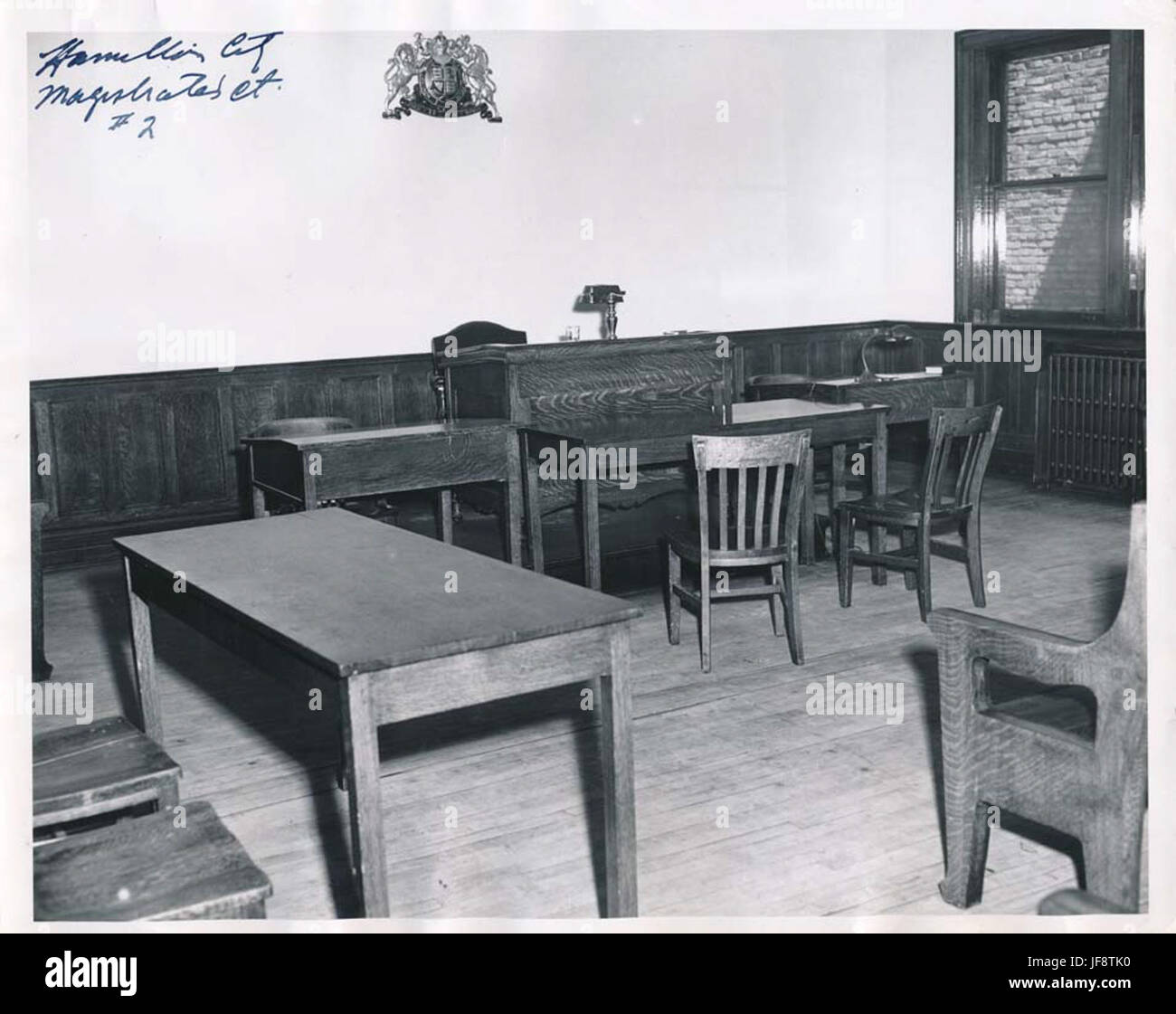 A historic photograph of the Magistrates' Courtroom in Hamilton ...