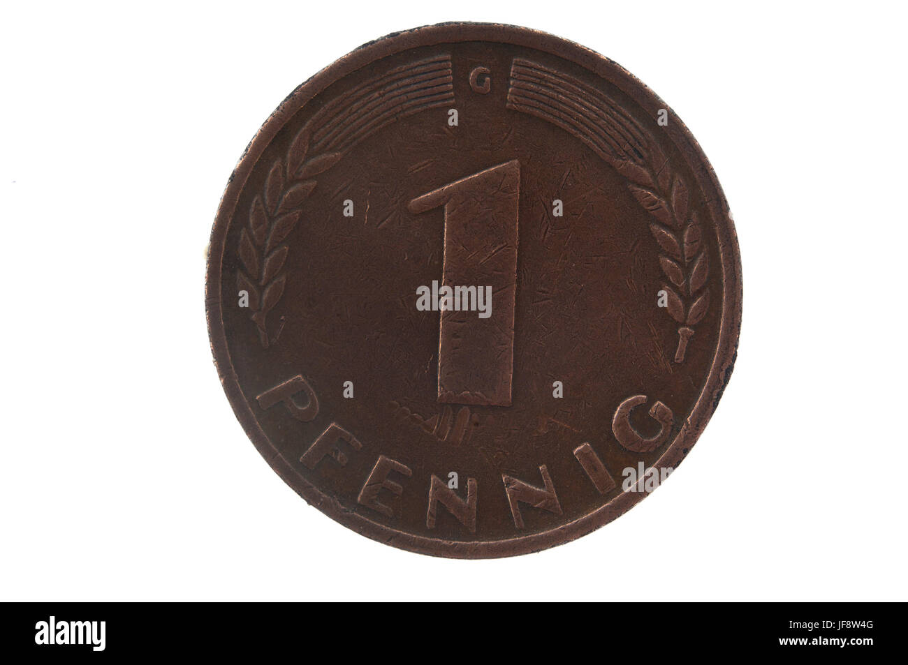 Old Coin dated 1950, One Pfennig, German coin Stock Photo - Alamy