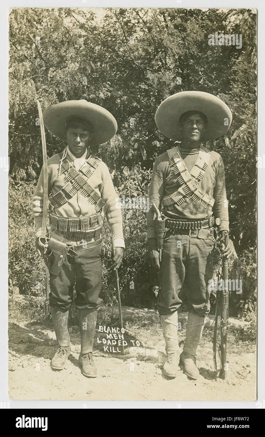 A vintage image from the Mexican Revolution, depicting Mexican soldiers ...
