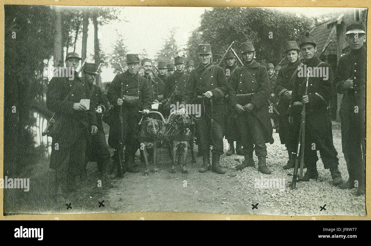 A historical photograph of a machine gun section from the 7th Line ...