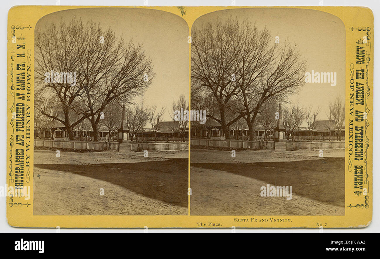 A photograph of The Plaza in Santa Fe, New Mexico, showing the historic ...
