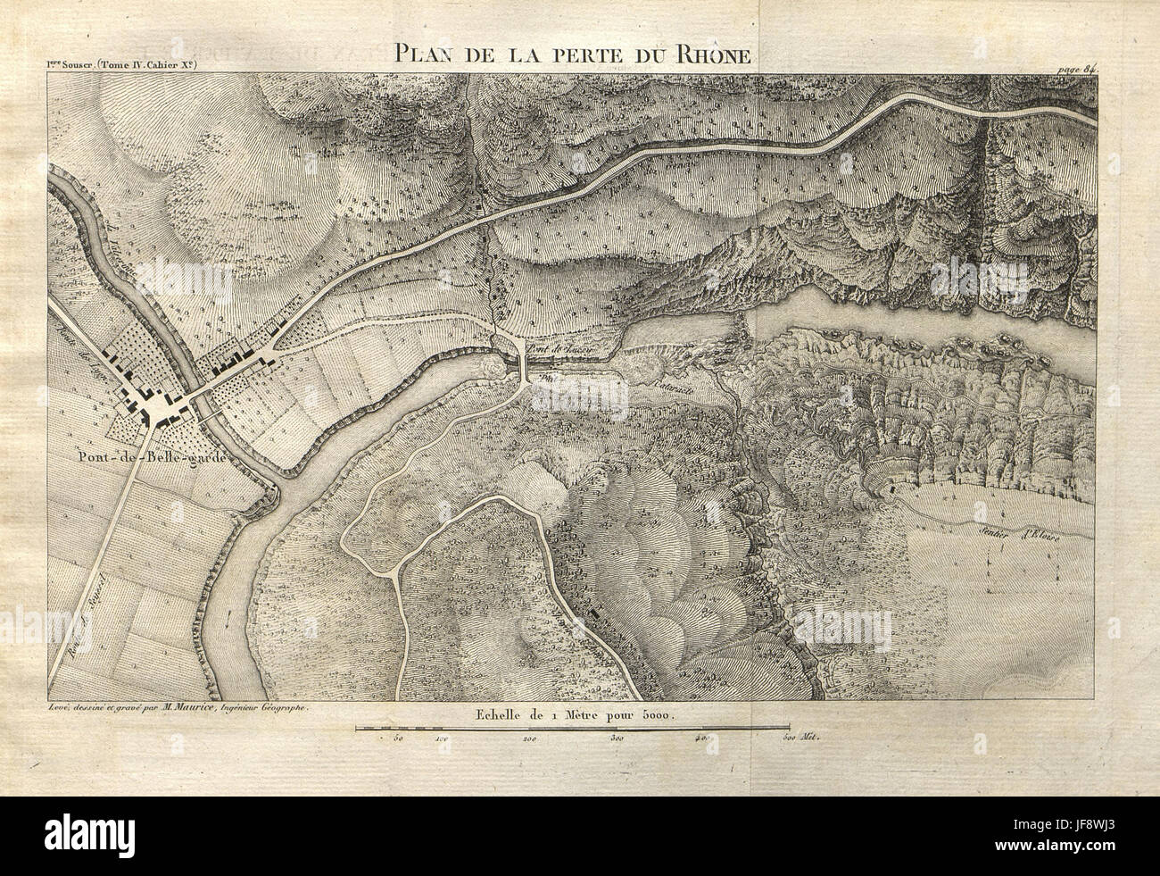 A map showing the loss of the Rhône River, depicting the environmental ...