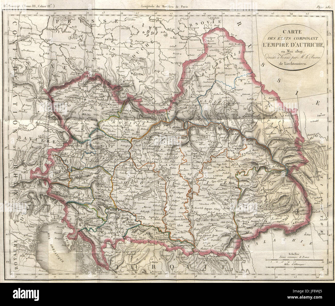 Carte des états composant l'Empire d'Autriche en mai 1809, historical ...