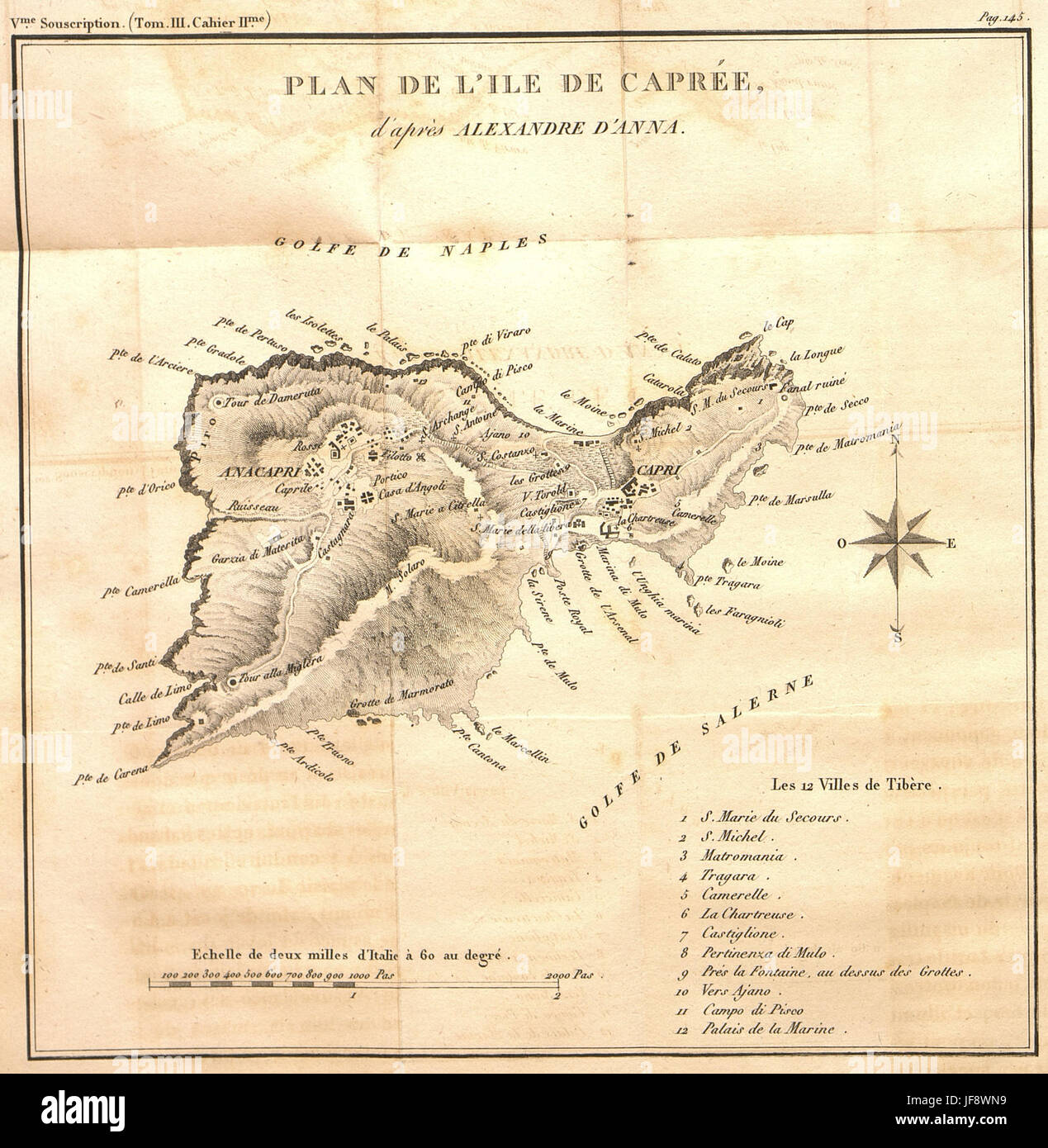 A historical map of the island of Capri, offering a glimpse into its ...
