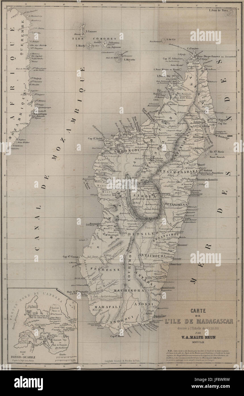A historical map of the island of Madagascar, offering a glimpse into ...