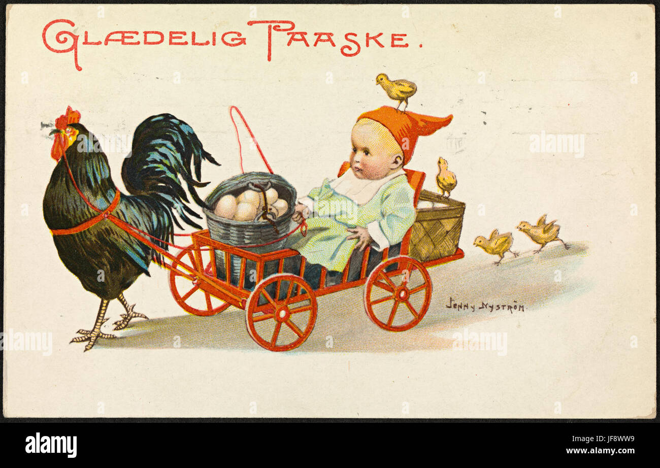 A charming Easter card from Jenny Nyström featuring Easter themes like ...