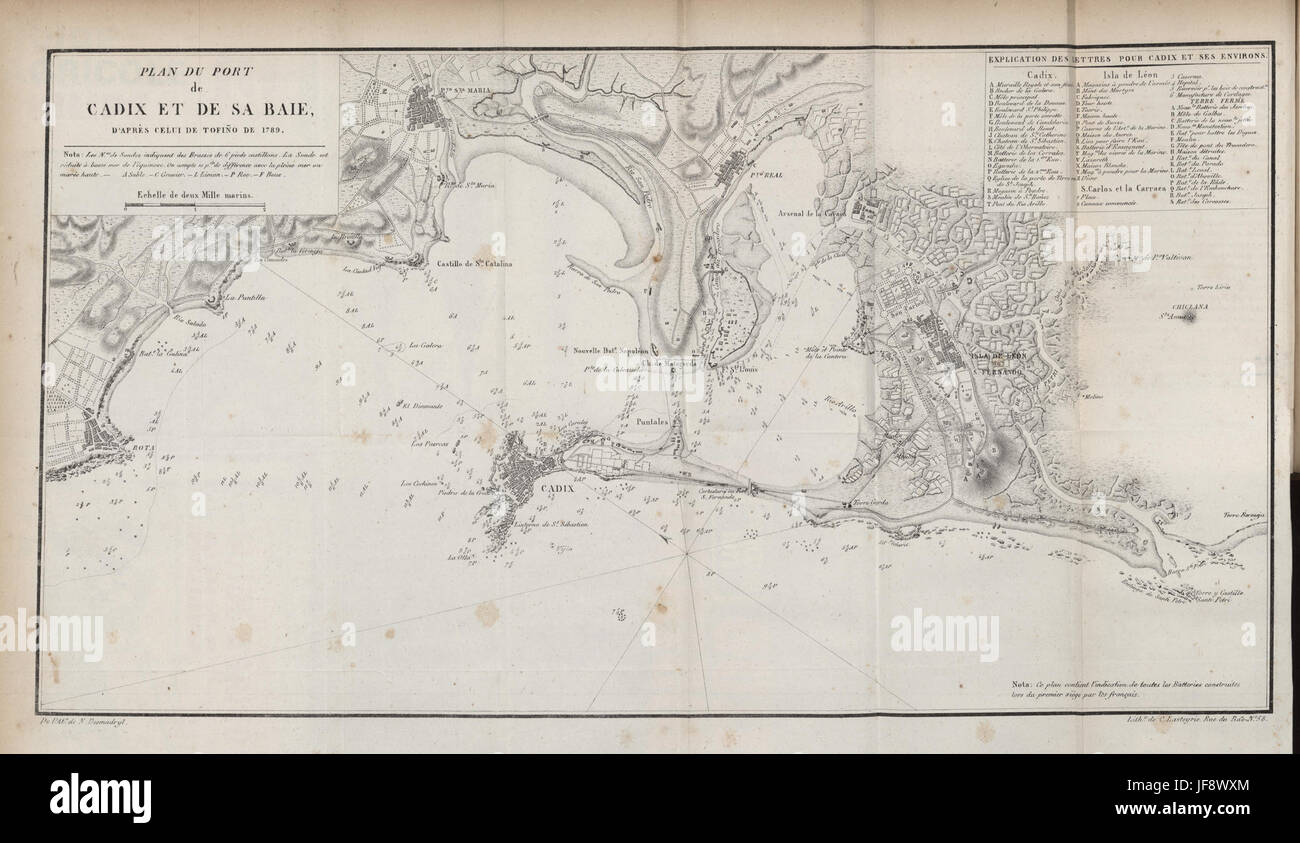 A historic map detailing the port of Cadiz and its bay, providing ...