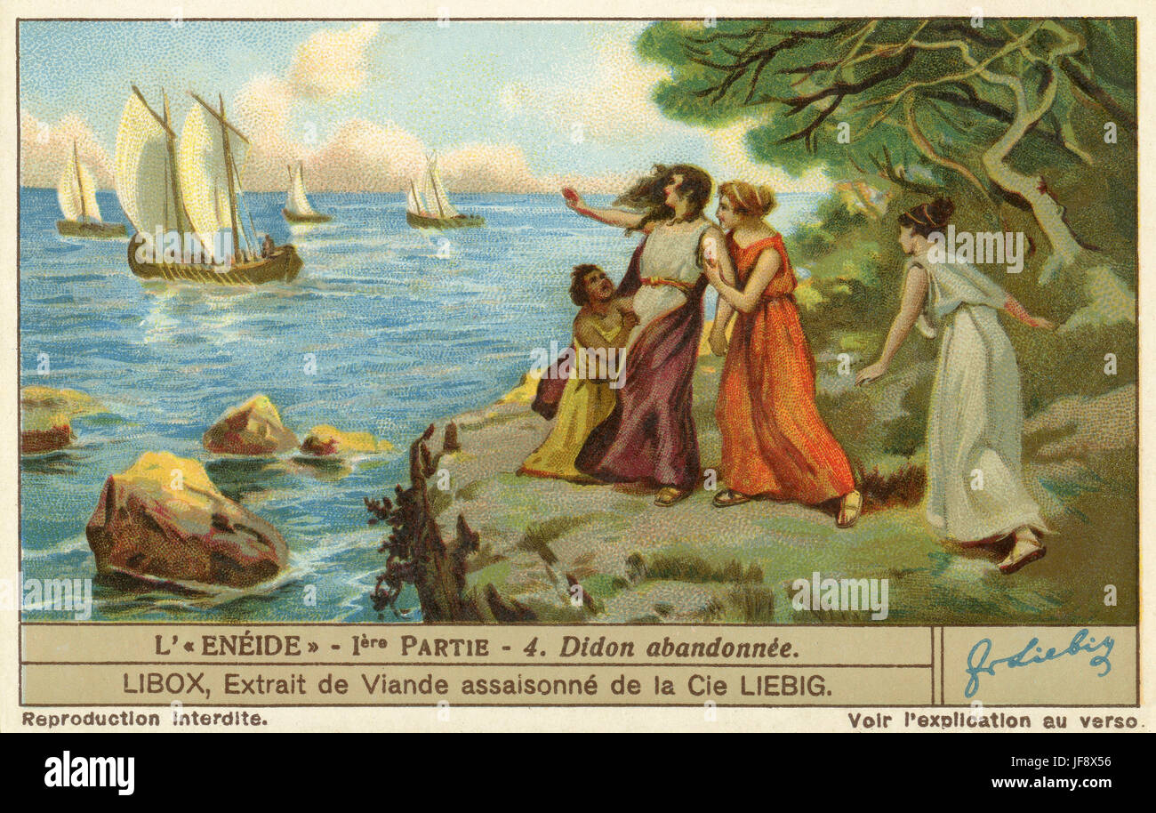 The Aenied, epic poem by Virgil. Aeneas abandons Dido. Liebig ...