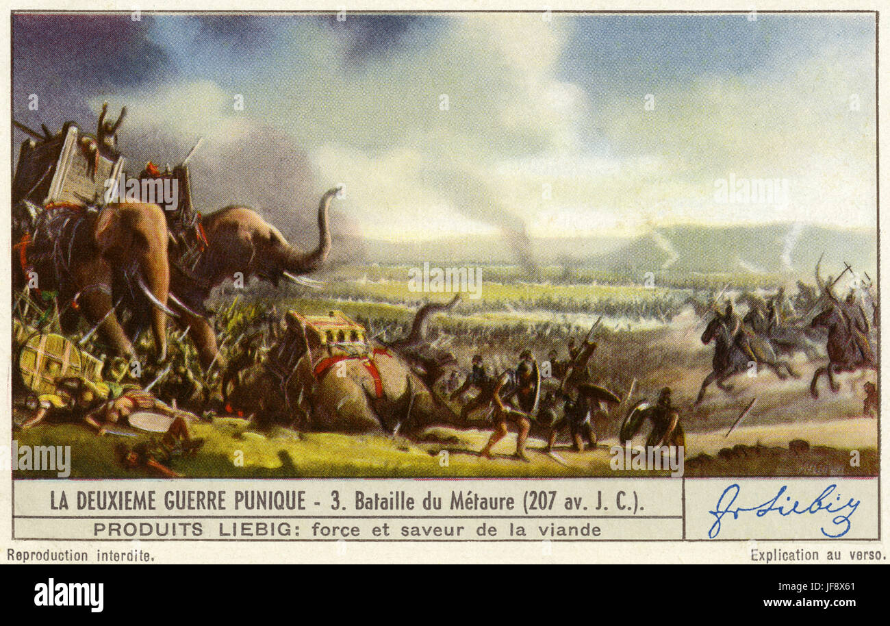 Battle of Metaurus (207 AD). Second Punic War between Carthage led by ...