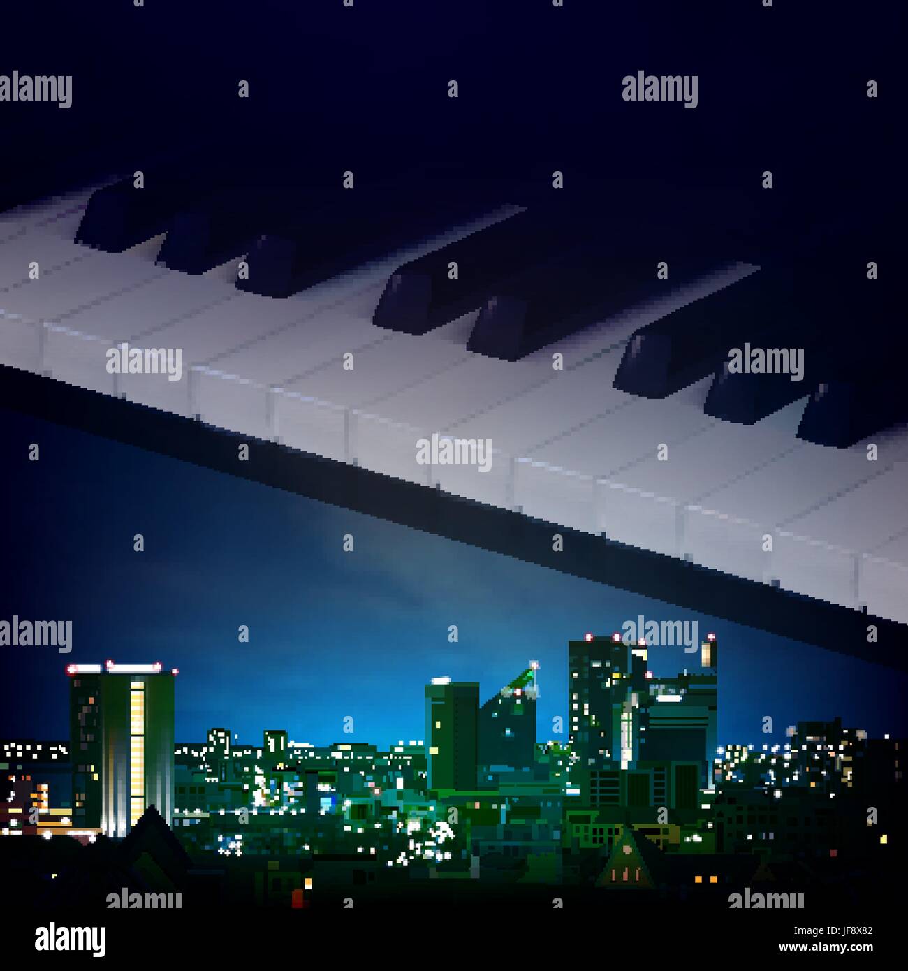abstract night background with city and piano keys Stock Vector Image ...