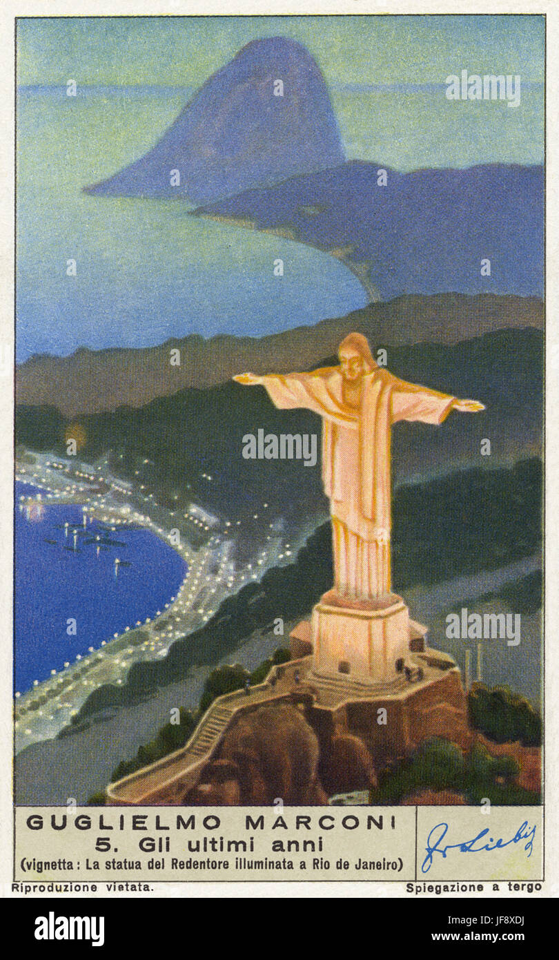 Statue of Christ the Redeemer, Rio de Janeiro, Brazil. Floodlit by ...