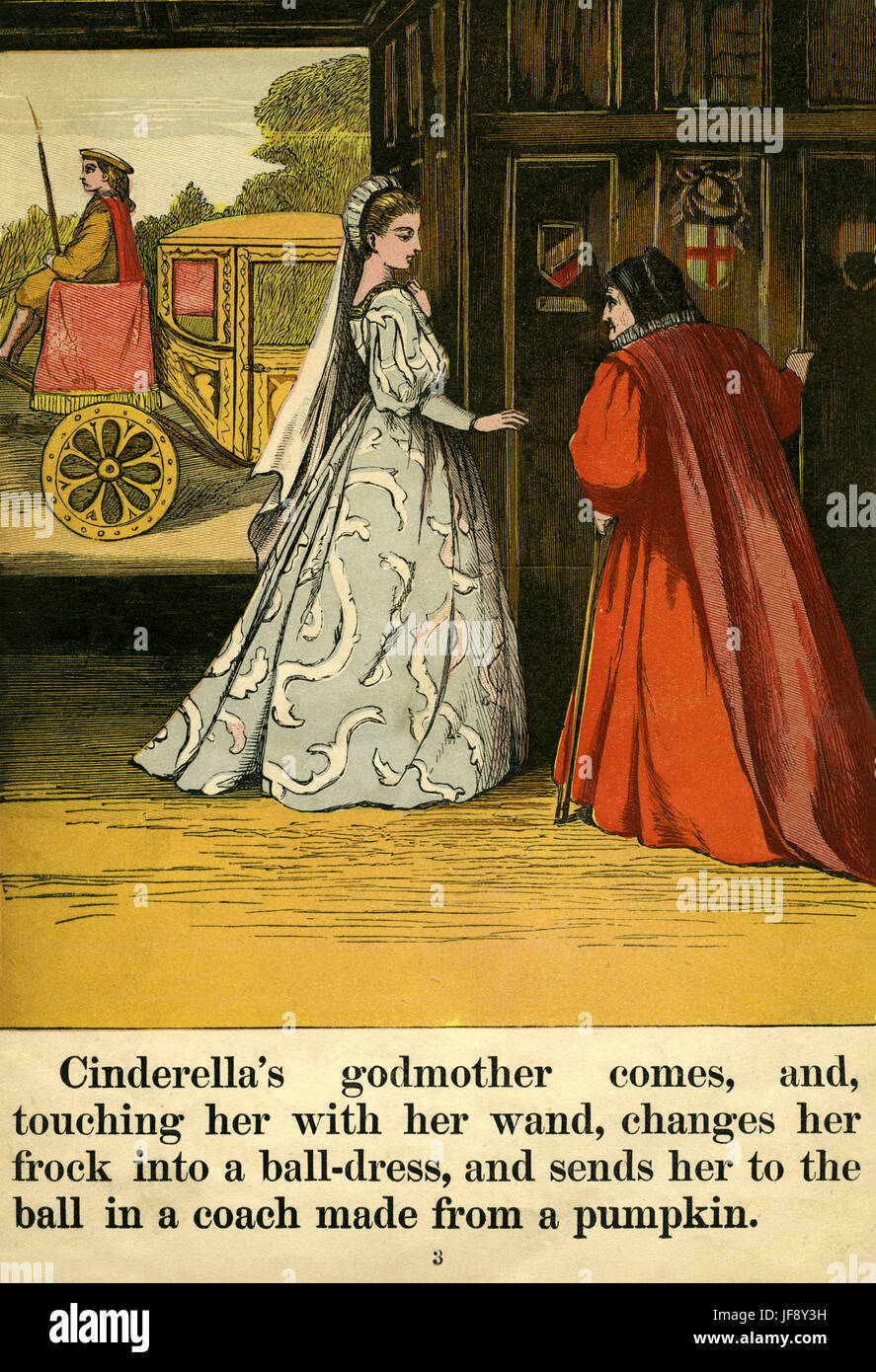 Cinderella's fairy godmother magically transforms her clothing into a ...