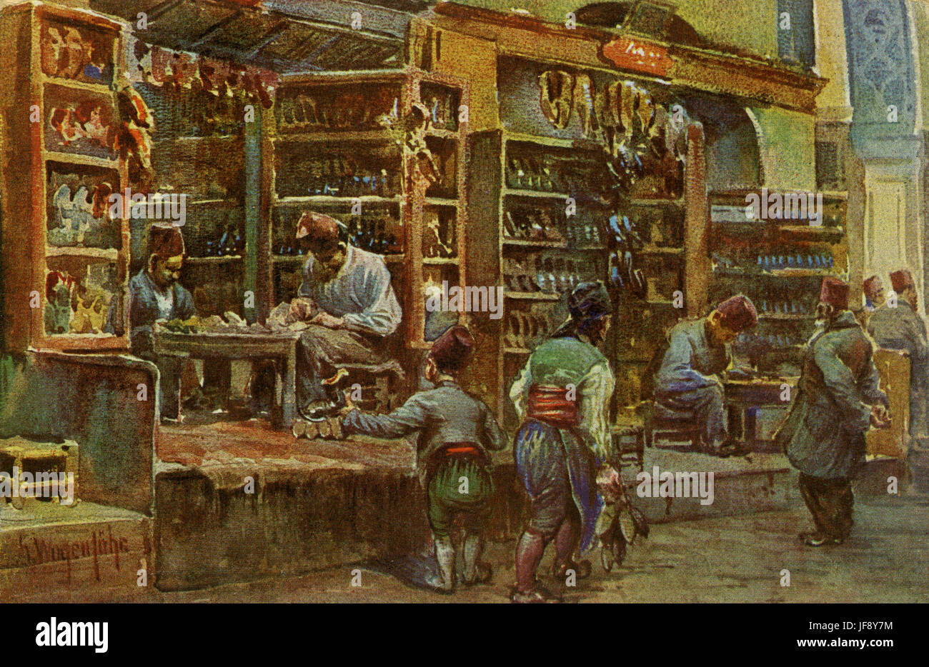 Grand Bazaar, Istanbul, Turkey. Late 19th / early 20th century postcard ...