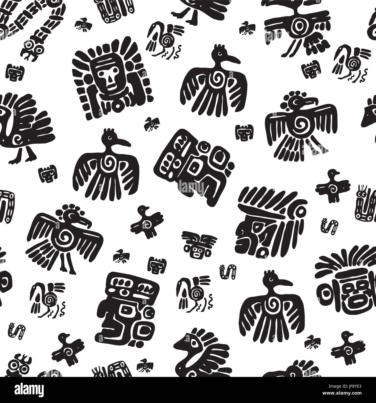 Seamless maya pattern. Black and white ethnic elements Stock Vector ...