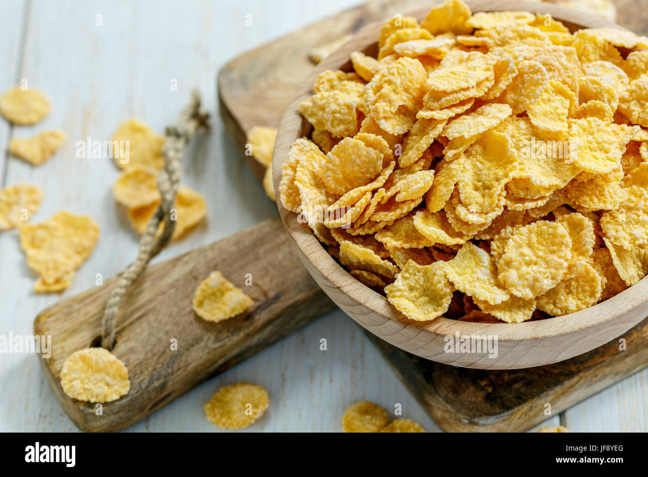 Corn flakes in a bowl close-up Stock Photo - Alamy