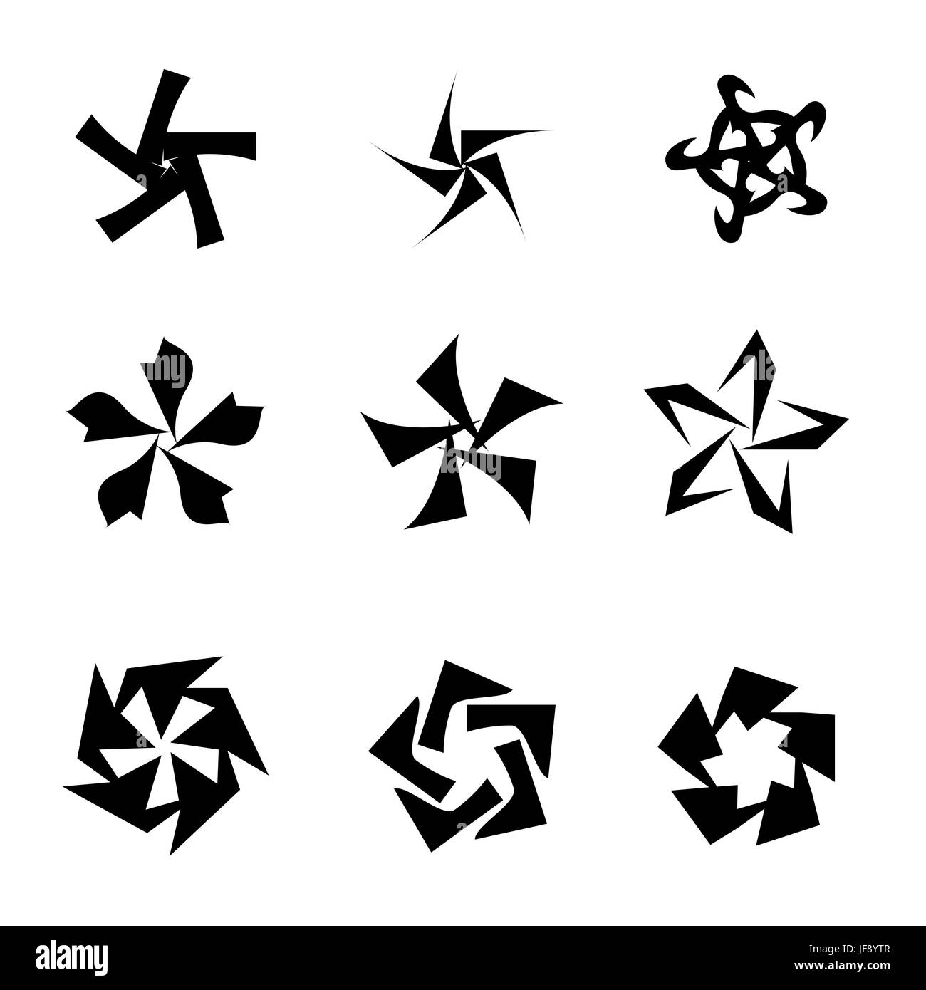 Silhouette of Design Elements Isolated on White Background Stock Vector ...