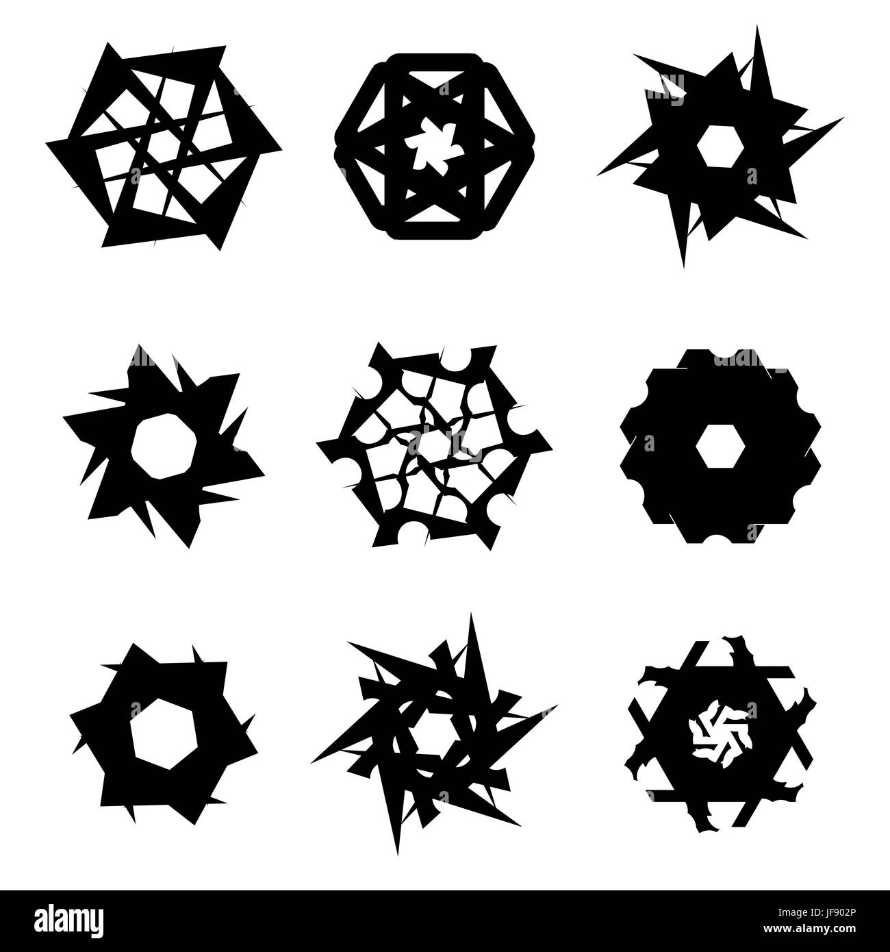 Silhouette of Design Elements Isolated on White Background Stock Vector ...