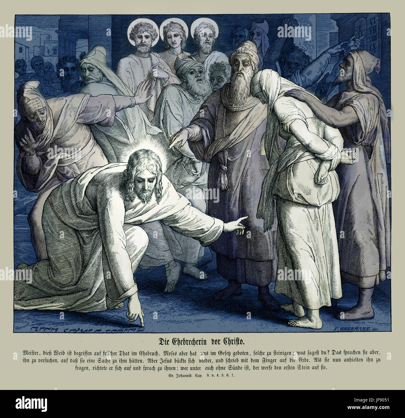 Jesus and the adulterous woman, Gospel of John chapter VIII verses 4 ...