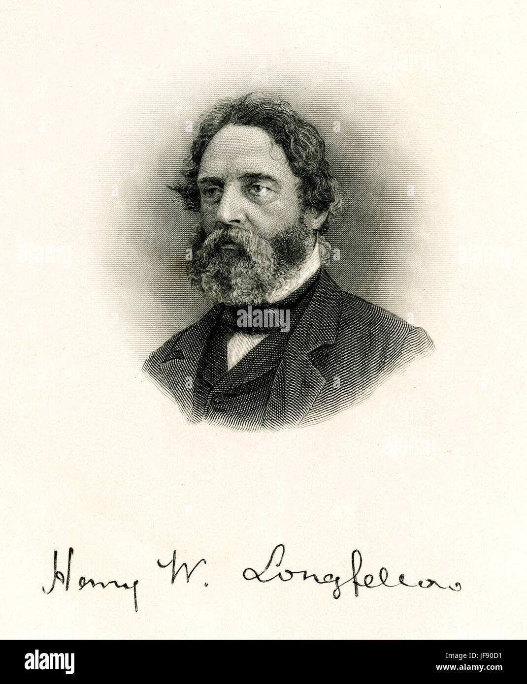 Henry Wadsworth Longfellow - drawing and handwritten signature ...