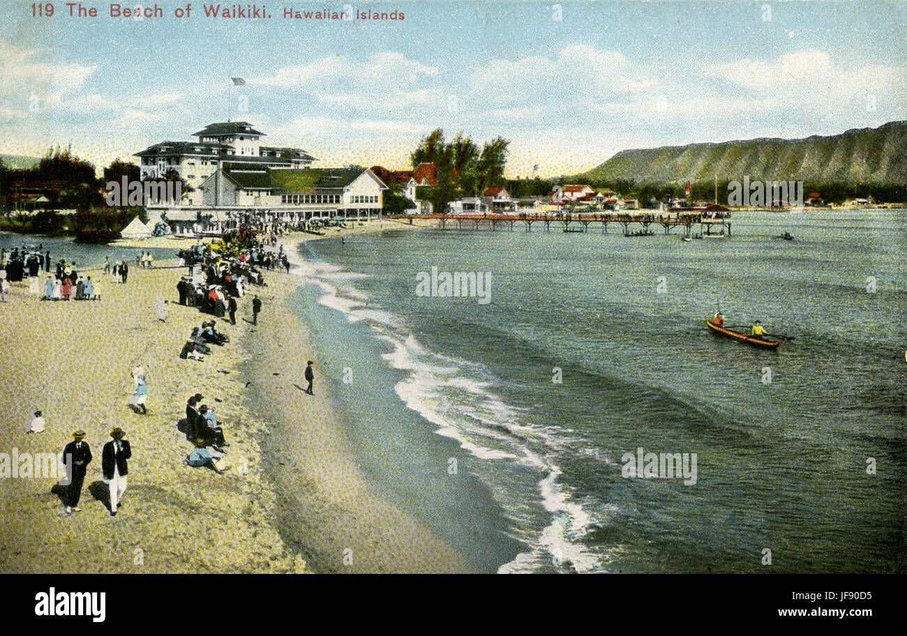 Waikiki Beach, Hawaii, early 20th century Stock Photo - Alamy