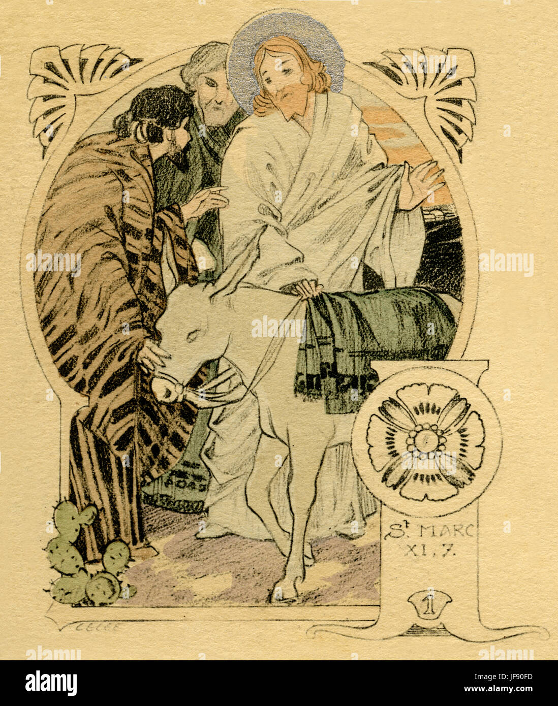 Jesus enters Jerusalem. Gospel of Mark XI/ 7 Then they (the two ...