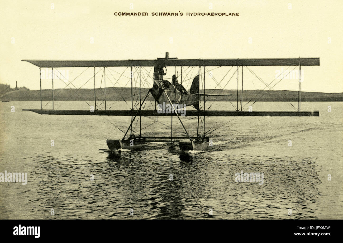 Commander Schwann's Hydro-Aeroplane, Avro Type, 35 HP Green Engine ...