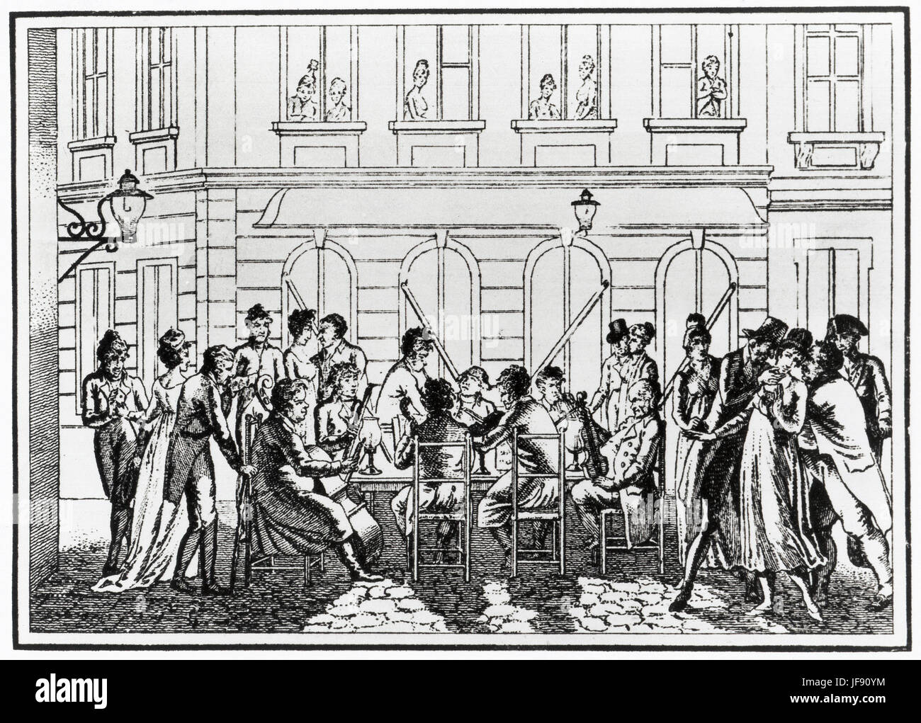 Vienna street serenade, late 18th century - musicians readings scores ...