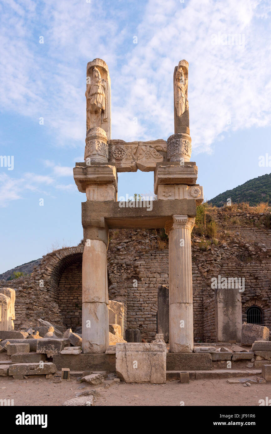 Domitian Temple in the ancient city of Ephesus, Selcuk, Turkey Stock ...