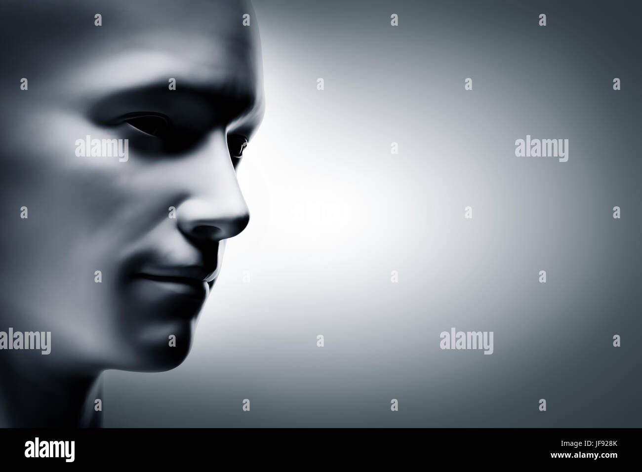 Generic human man face, profile side. Futuristic mood, concepts of ...