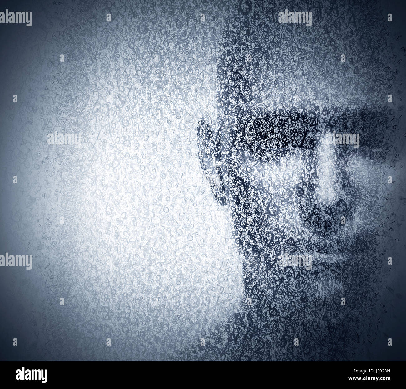 Man Face Blended With Binary Code Digits Concept Of Hacker Coding