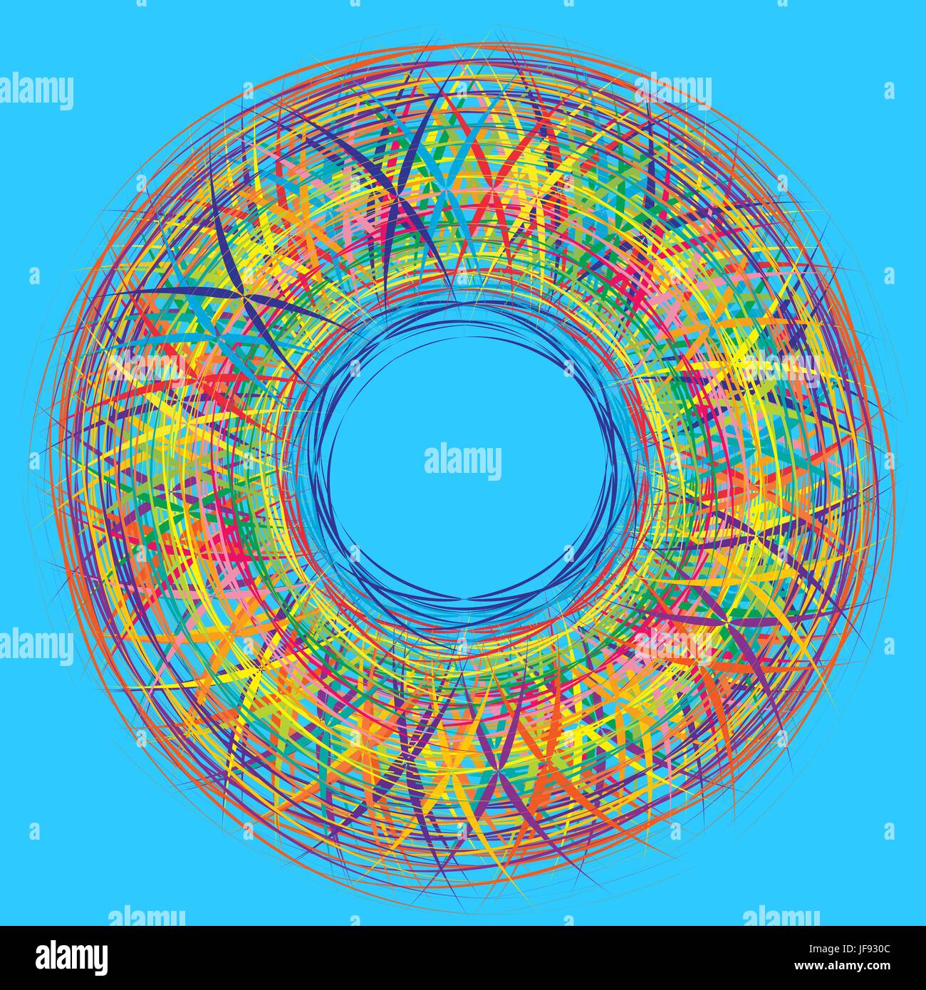 Abstract Colorful Decorative Symbol Isolated on Blue Background Stock ...