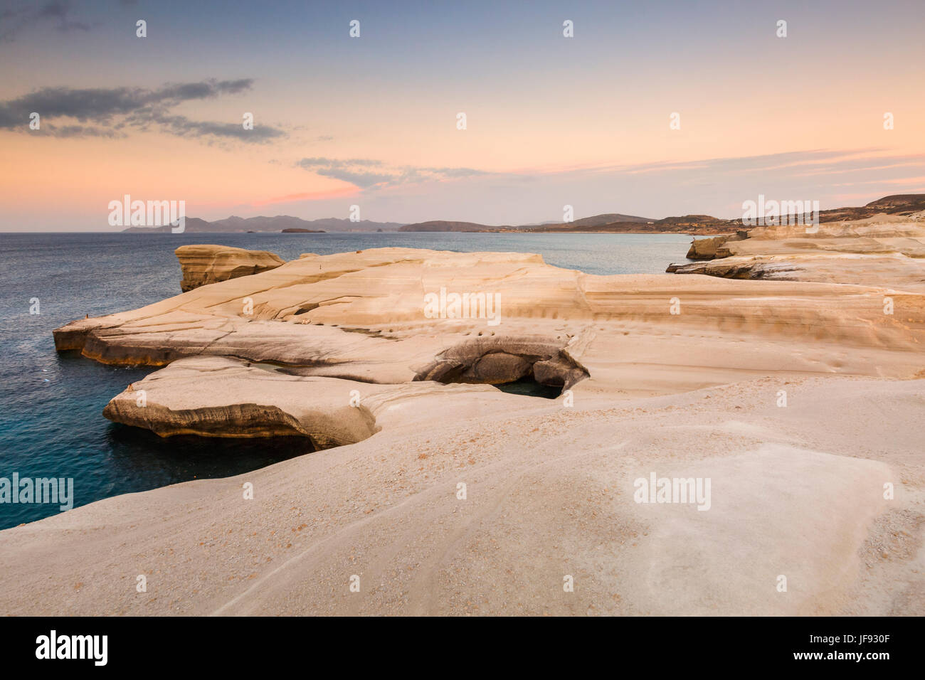 Volcanic rock formations on Sarakiniko beach on Milos island, Greece ...