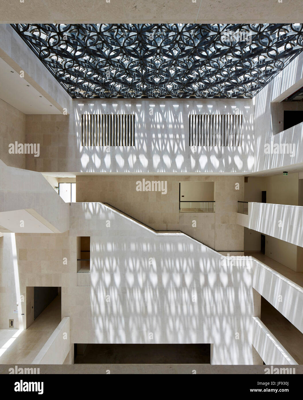 Atrium view with midday sun. The Cultural Forum, Doha, Qatar. Architect ...