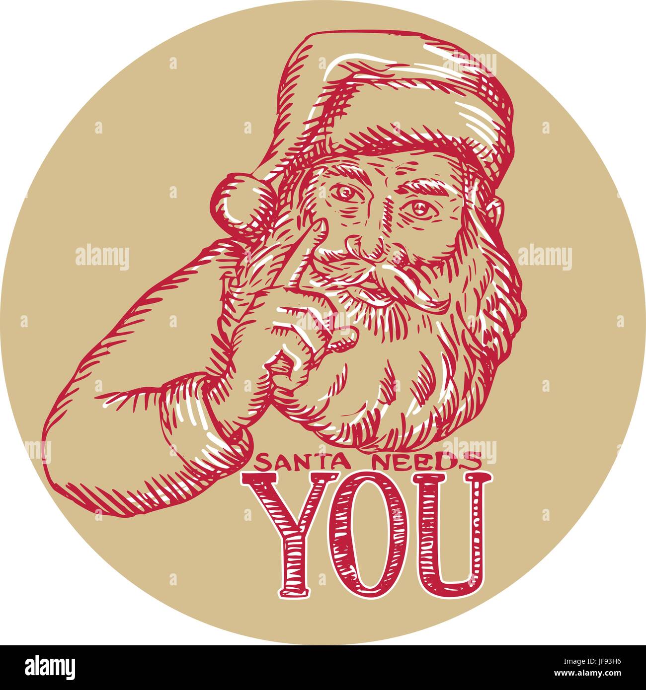 Santa Claus Needs You Pointing Etching Stock Vector Image & Art - Alamy