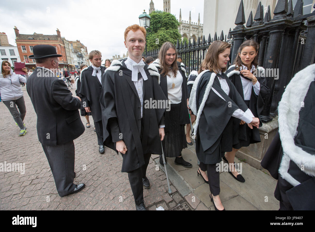 Students from Cambridge University on their way to the Senate House to ...
