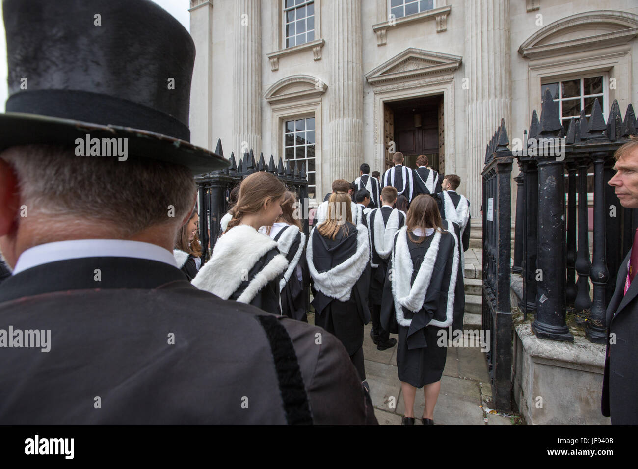 Students from Cambridge University on their way to the Senate House to ...