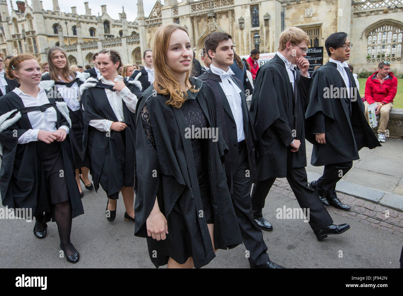 Students from Cambridge University on their way to the Senate House to ...
