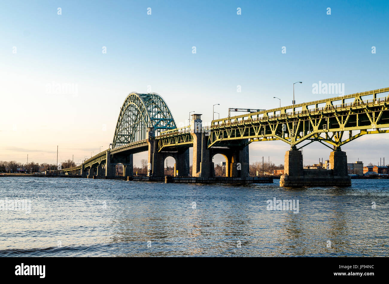 Local bridge over Delaware River before sunset Stock Photo - Alamy
