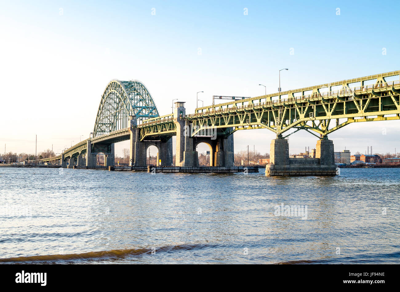 Local bridge over Delaware River before sunset Stock Photo - Alamy