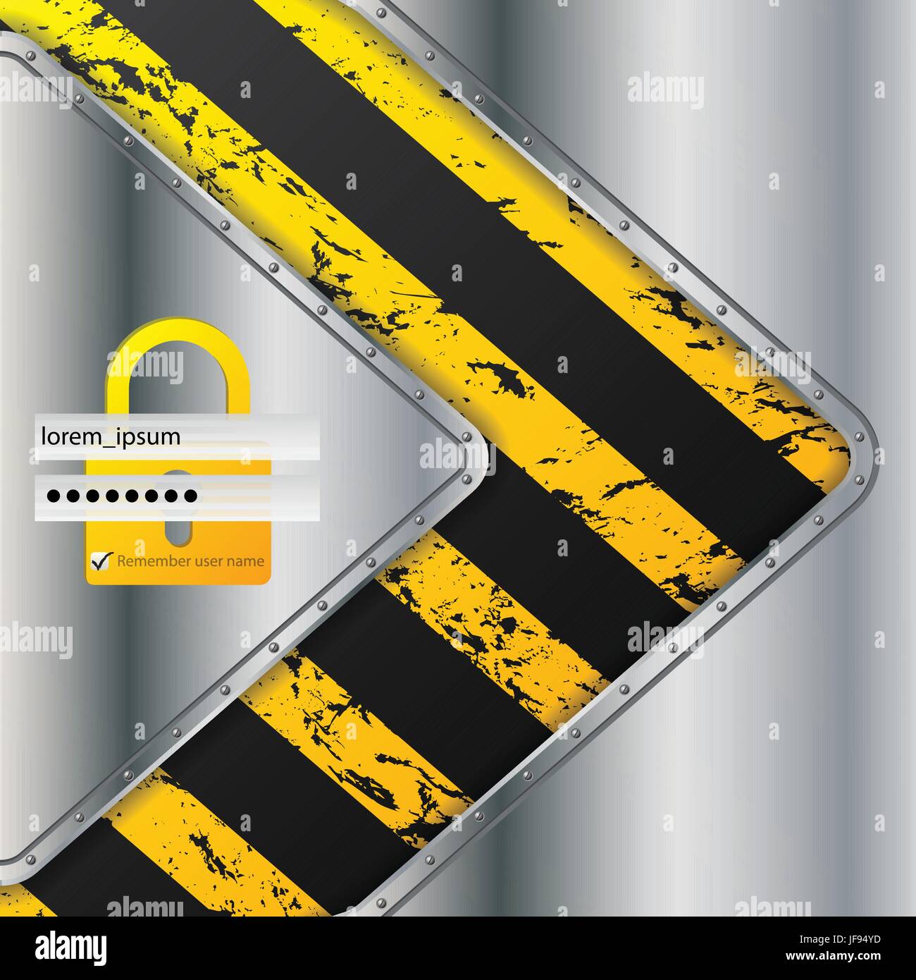 Industrial login screen with grunge warning elements Stock Vector Image ...